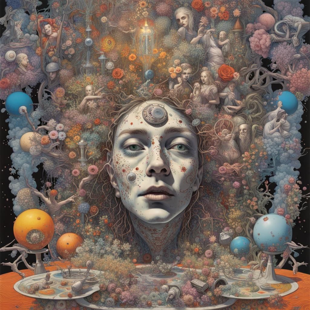 dreary abandoned hallucinatory-astral projection; tethered, mechanical ...