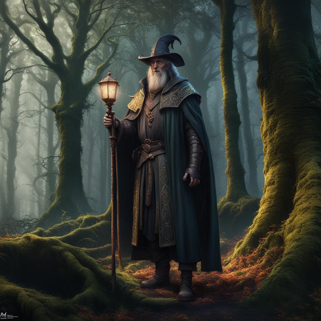 the enchanter Merlin in the forest of Brocéliande - AI Generated ...