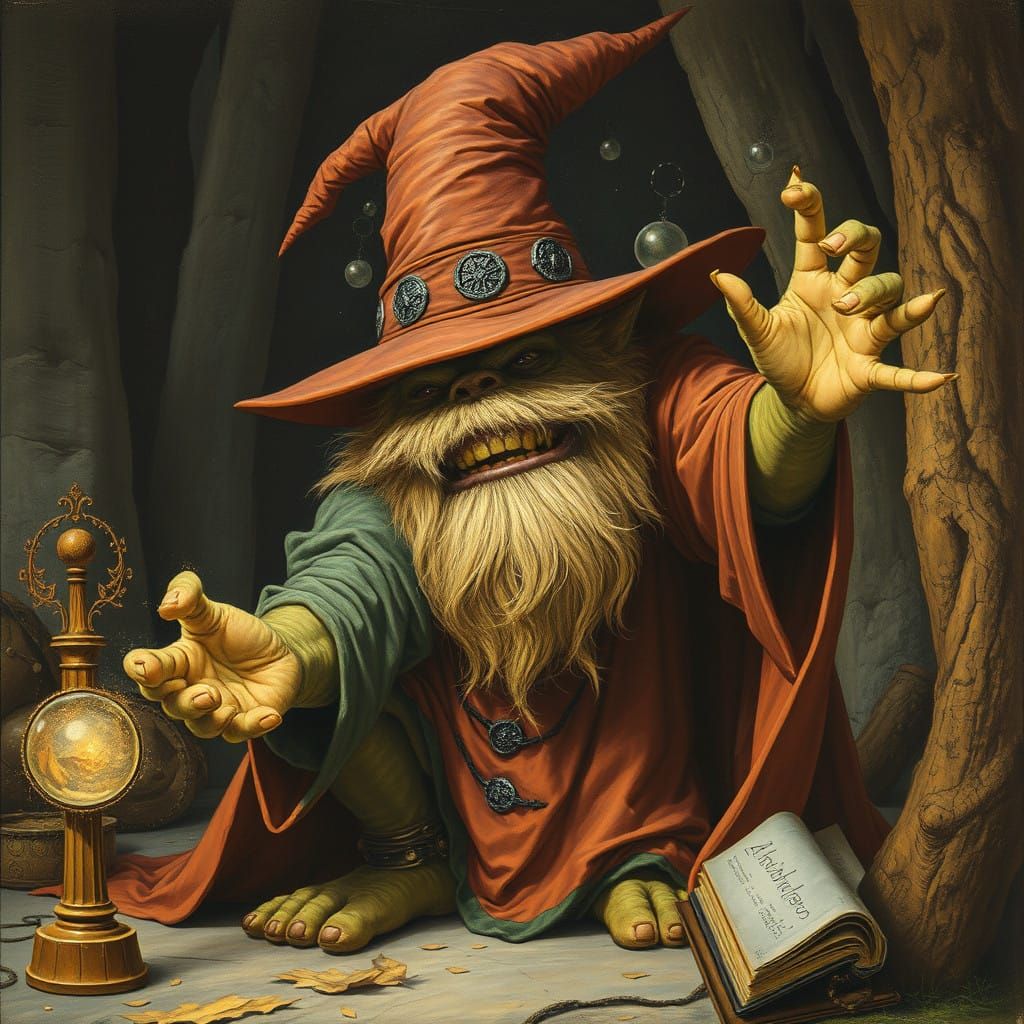 Surrealist Troll Wizard Conjures Ancient Magic - AI Art