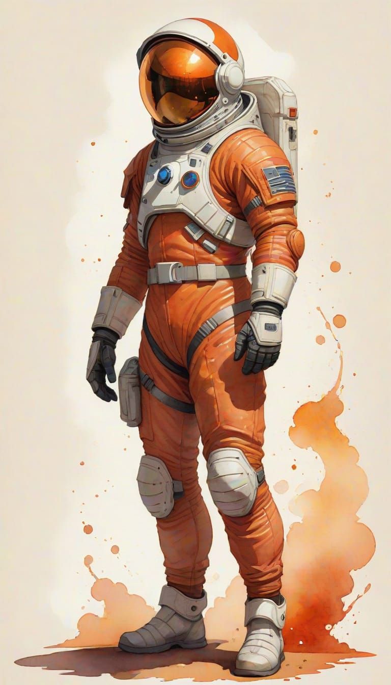 Spaceman wearing a Burnt Orange Spacesuit