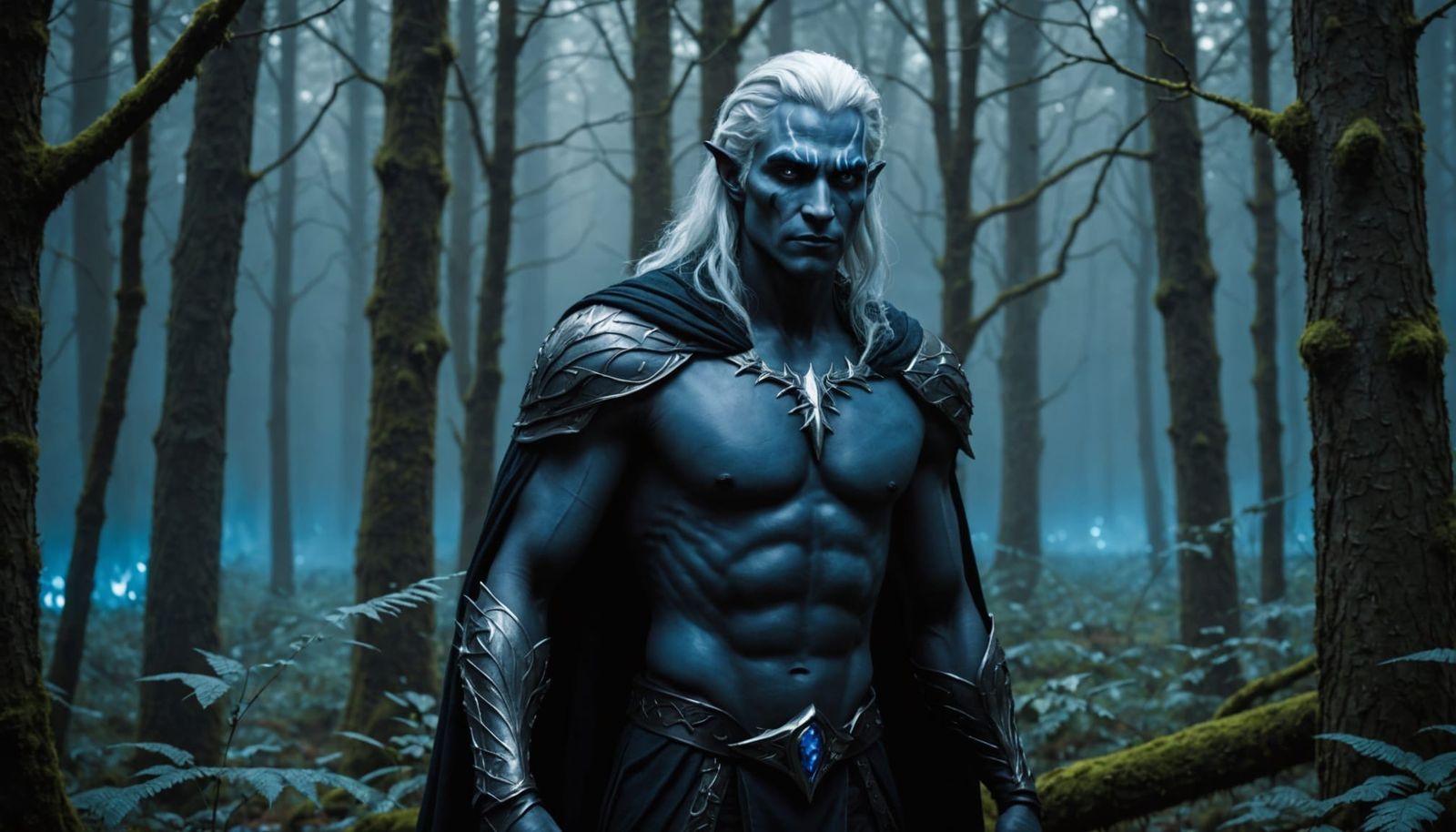 Male Drow - Surreal Drow Figure Emerges from Dark Forest Sha...