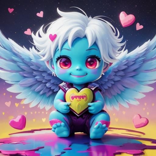 Azure the Blue Cupid - AI Generated Artwork - NightCafe Creator