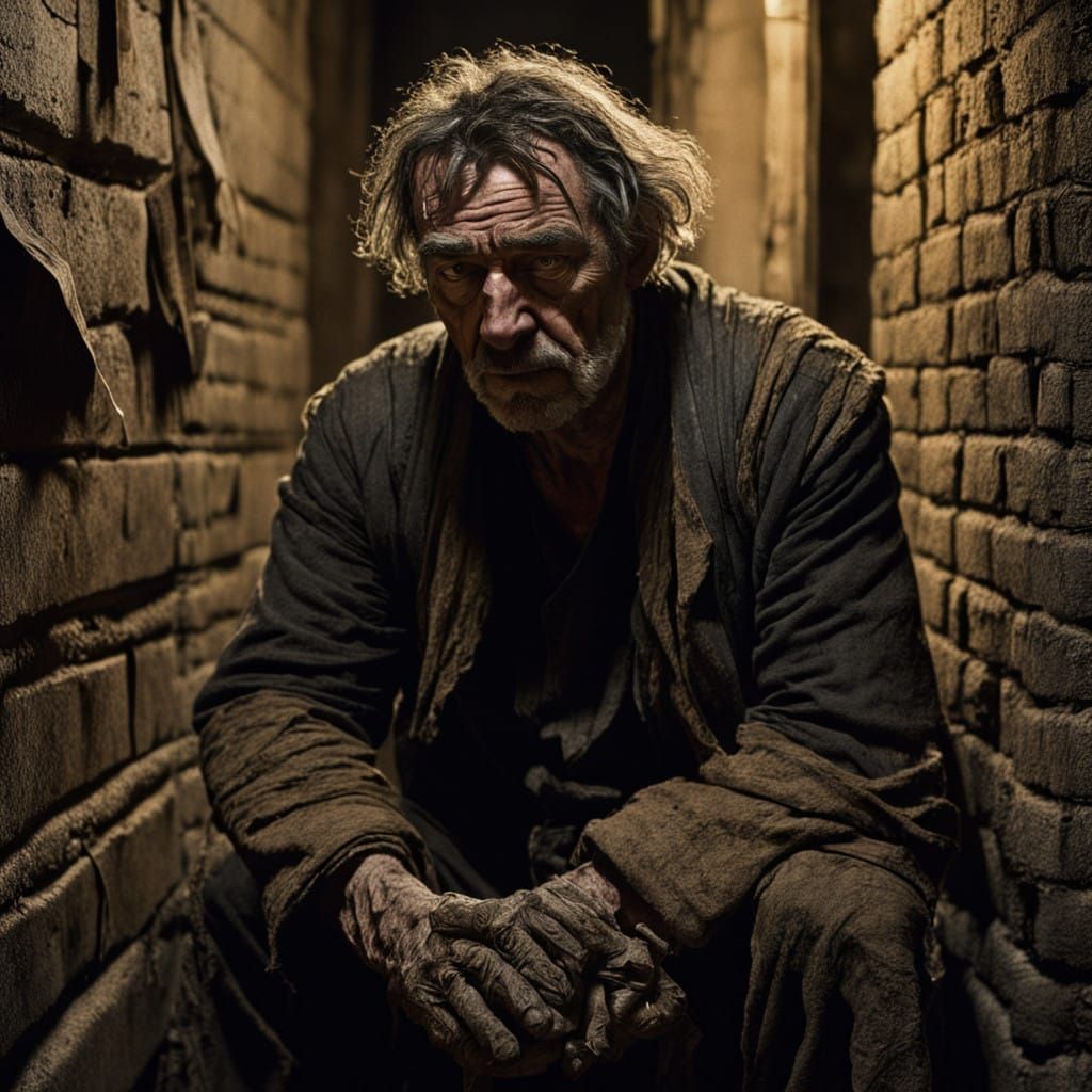 I saw a man clothed with rags. - Weary Man Contemplates Life...