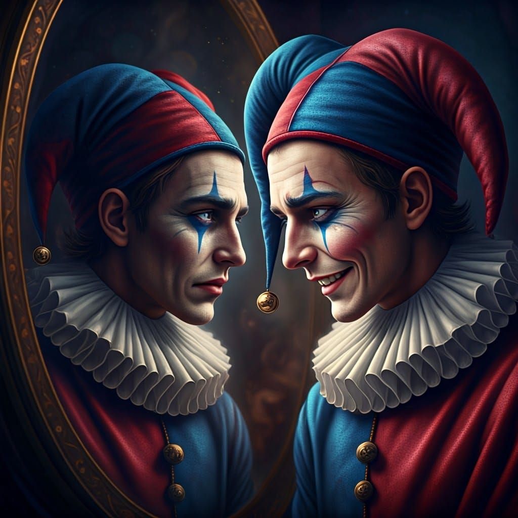 Sad jester laughing on the outside - Sad jester laughing on ...