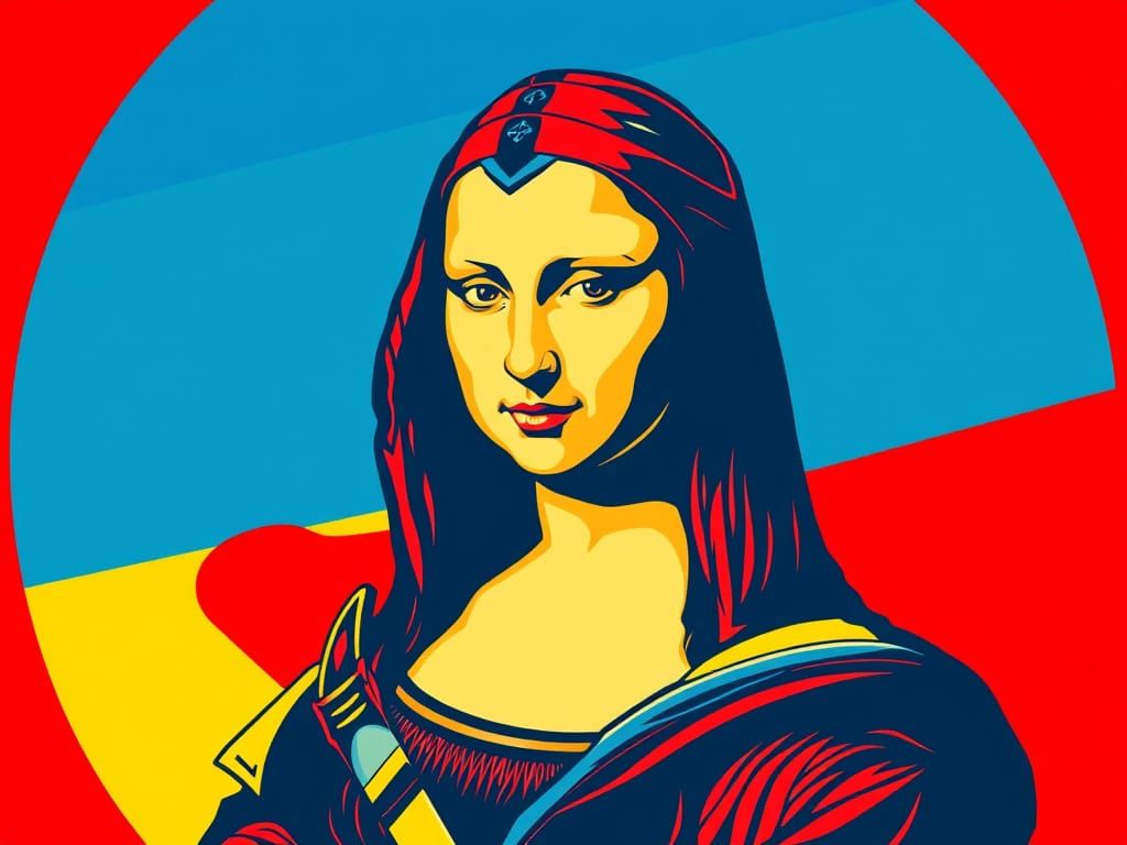 Mona Lisa the Fighter - Futuristic Warrior Portrait in Bold ...