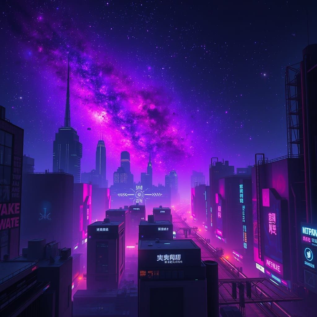 Future aeons in Cyberpunk world - Cyberpunk Galaxy Cityscap...