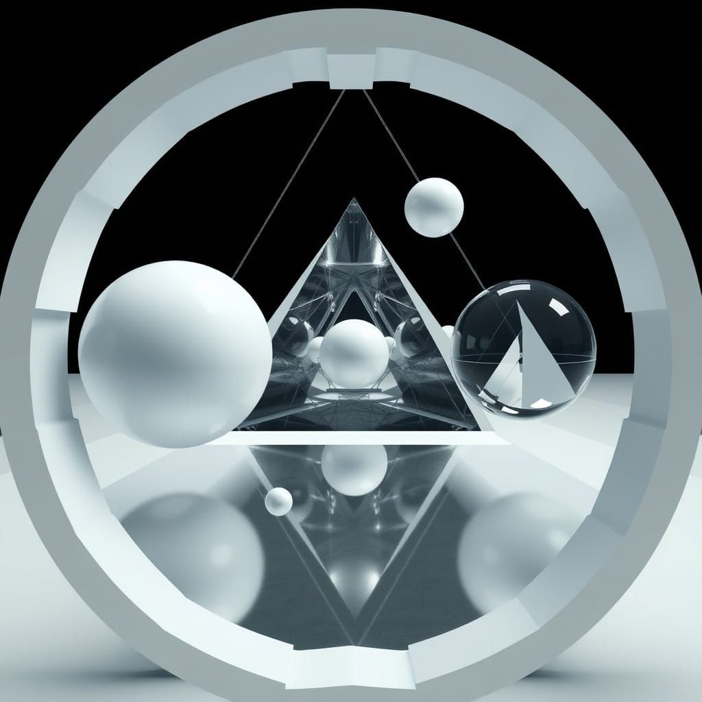 Geometric Abstraction of Nested Spheres and Cubes - AI Art