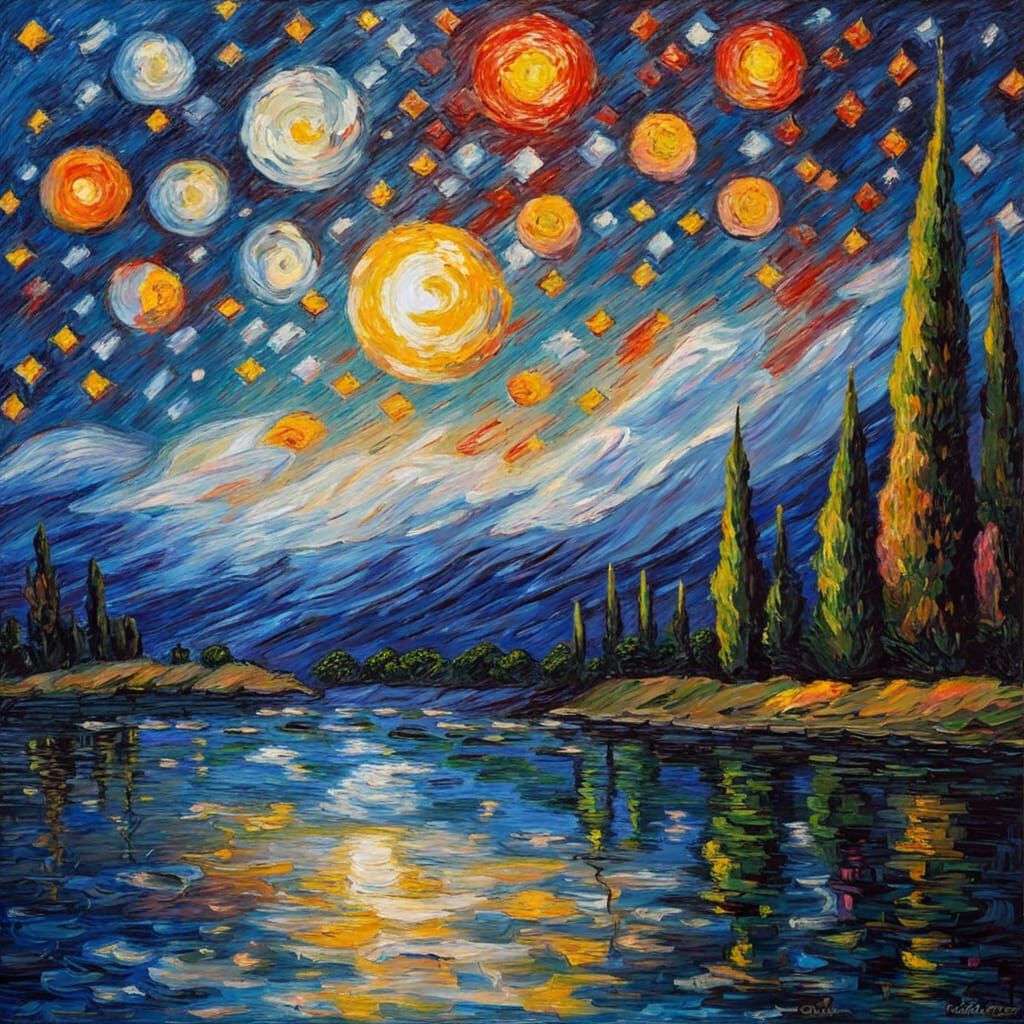 If Monet painted Starry Night - AI Generated Artwork - NightCafe Creator