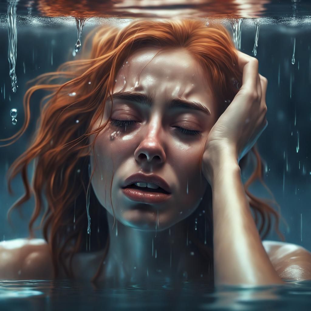 soulless beautiful woman drowning in her own tears 8k resolution ...