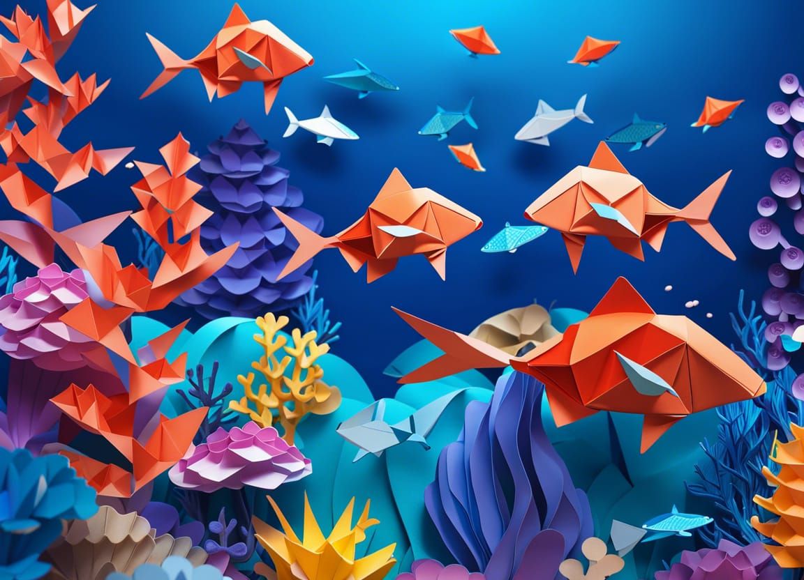 Underwater Origami #2 - AI Generated Artwork - NightCafe Creator