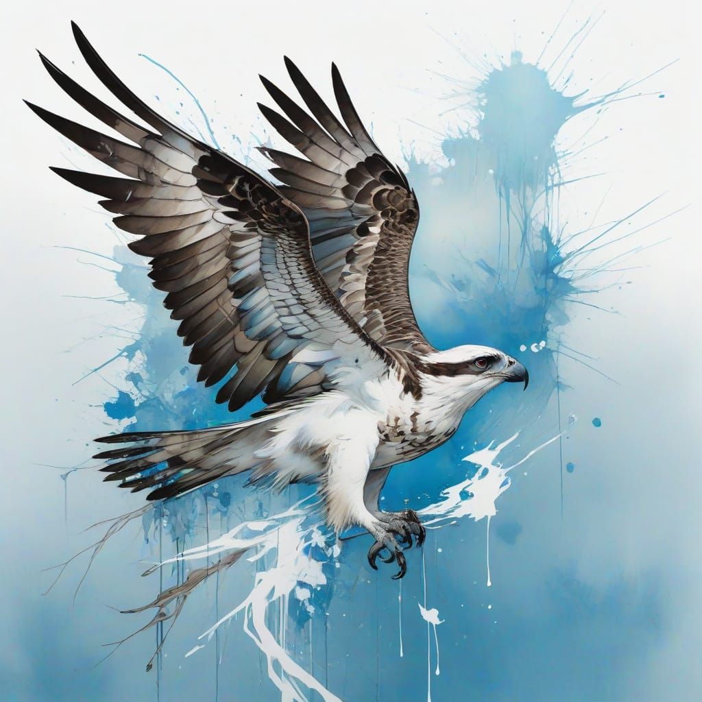 Ethereal Osprey in Stylized Watercolor - AI Art