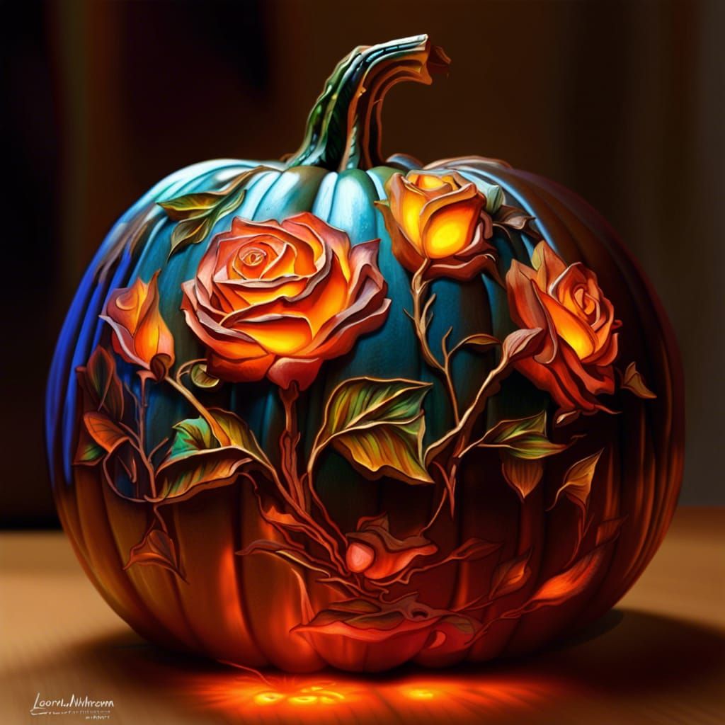 Rose Pumpkin Carving - AI Generated Artwork - NightCafe Creator
