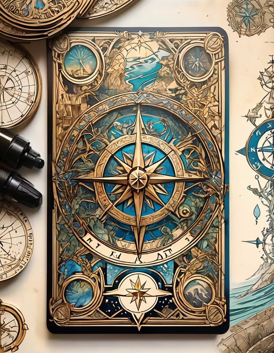 Compass rose tarot - AI Generated Artwork - NightCafe Creator