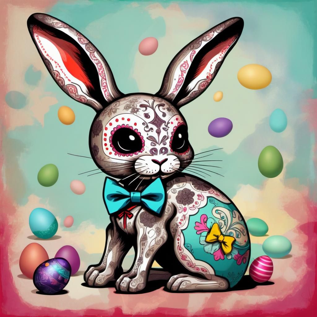 Sugar Skull Easter Bunny - AI Generated Artwork - NightCafe Creator
