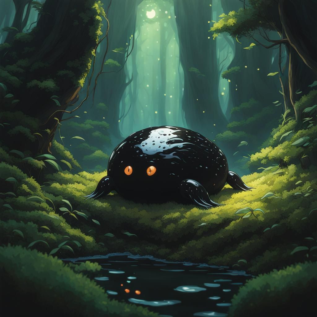 Small Black slime creature - AI Generated Artwork - NightCafe Creator