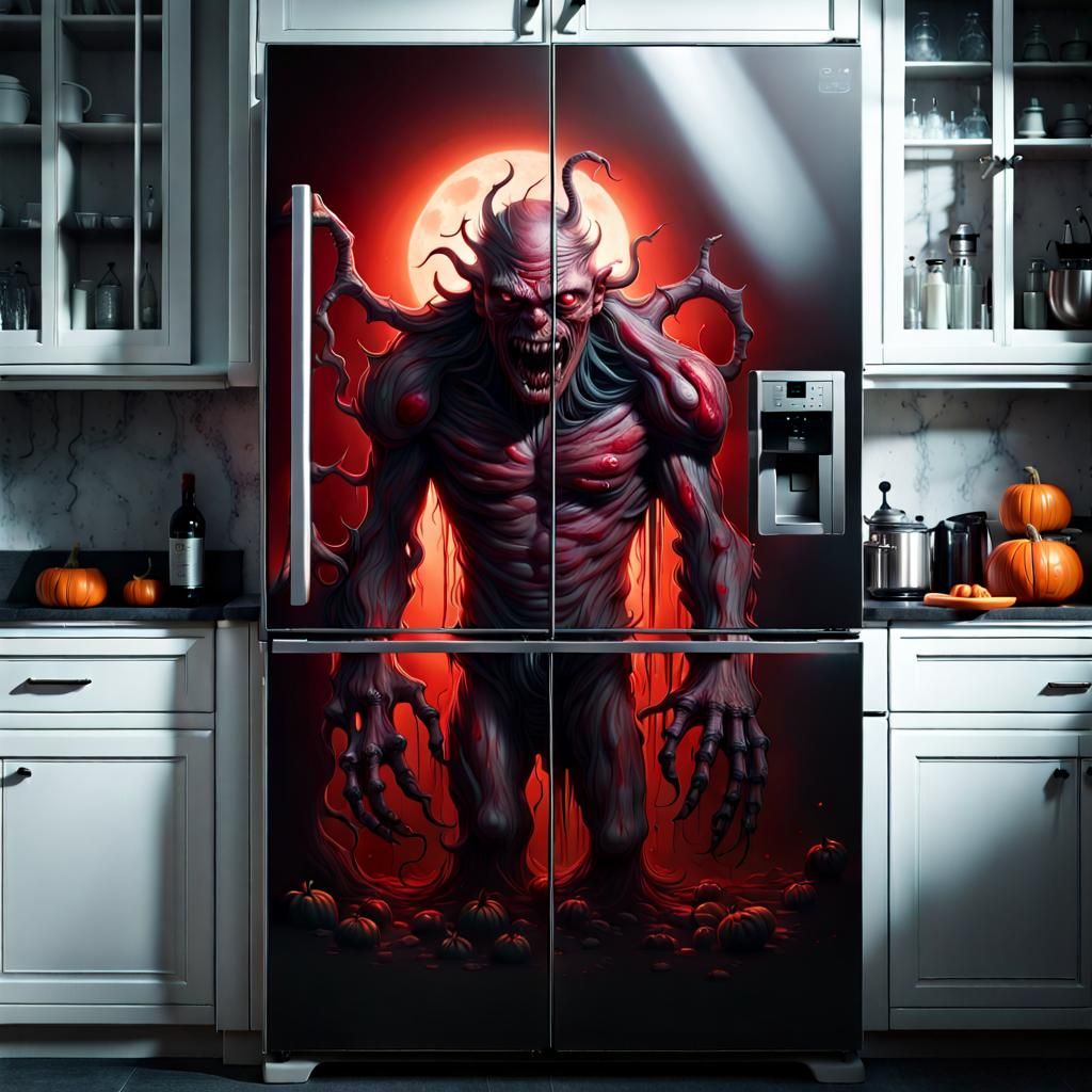 Spooky Monster fridge - AI Generated Artwork - NightCafe Creator