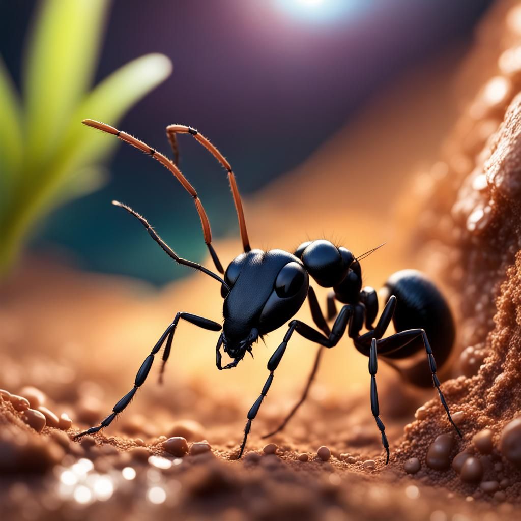 Ant Digging Tunnel: Hyperrealistic Splash Art Clos... - AI Art