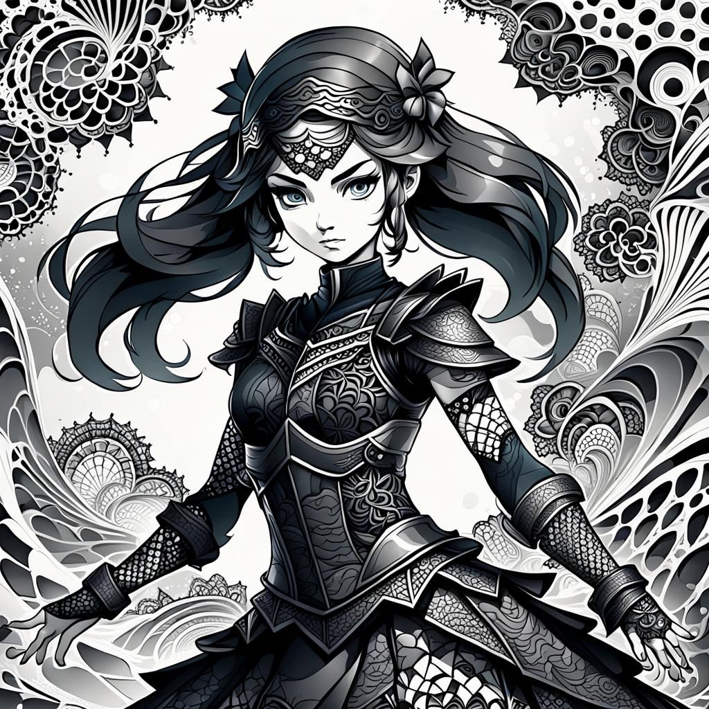 Ninja warrior princess in all black lace - AI Generated Artwork ...