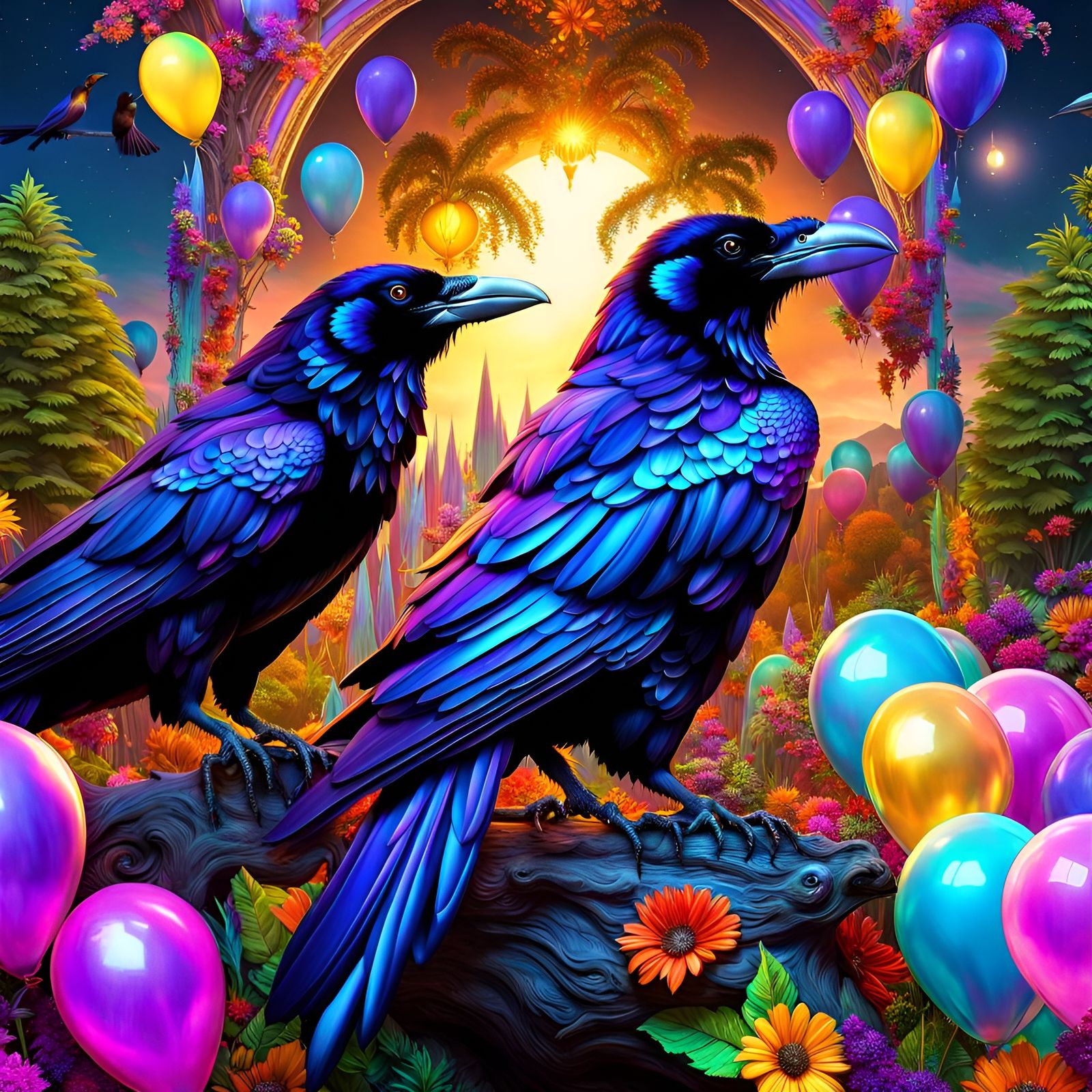 Raven Balloons - AI Generated Artwork - NightCafe Creator
