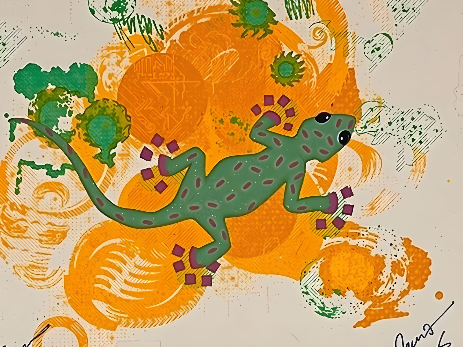 My Lizard Painting - Abstract Lizard in Vibrant Acrylic