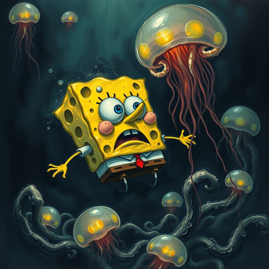 spongebob drowning - Spongebob Squarepants Drowns in a Haunt...