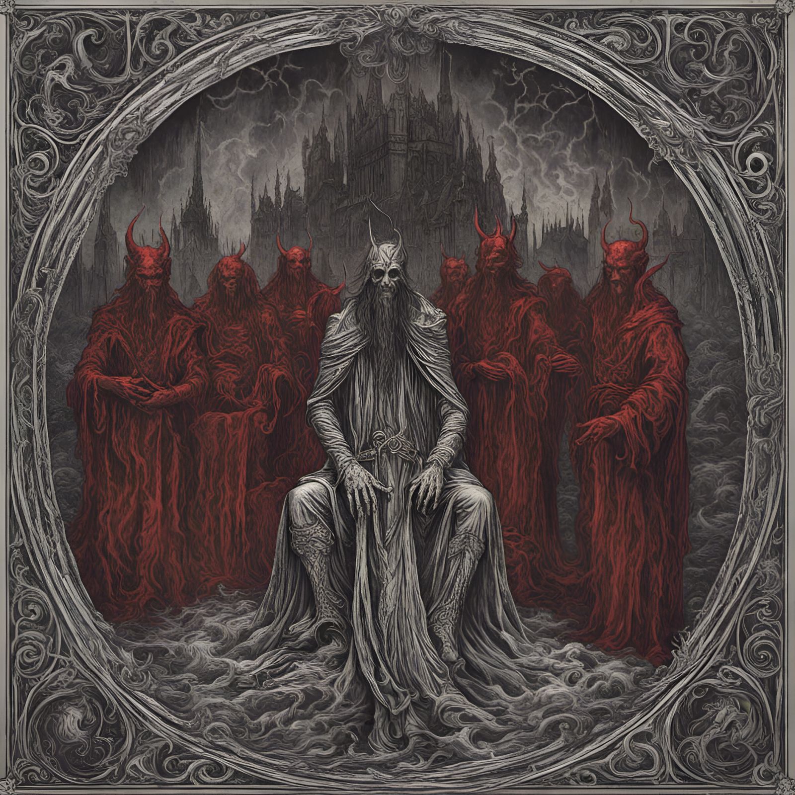 the seven demon princes of hell mystic red fog,medieval celtic patterns ...