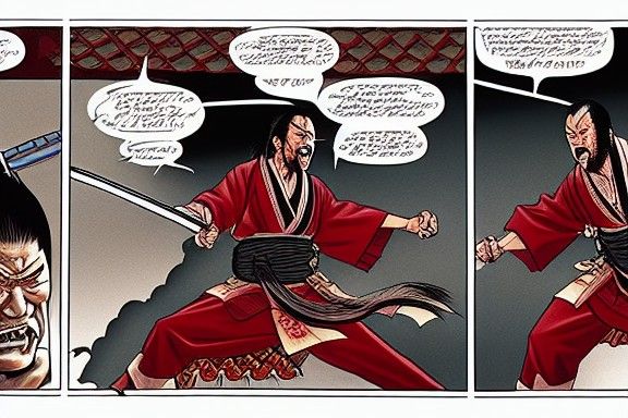 Samurai comic strip - AI Generated Artwork - NightCafe Creator