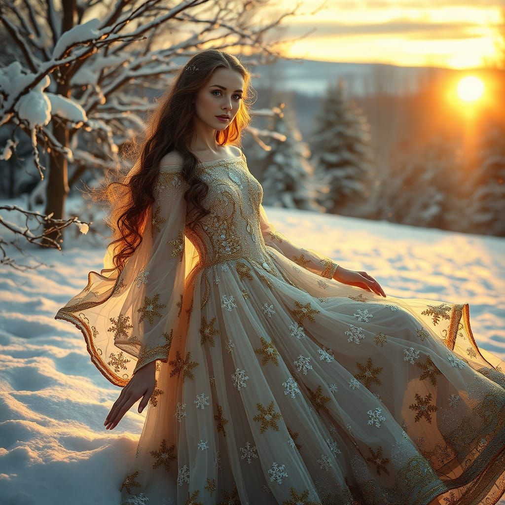 Ethereal Christmas Goddess in Mystical Winter Wond... - AI Art