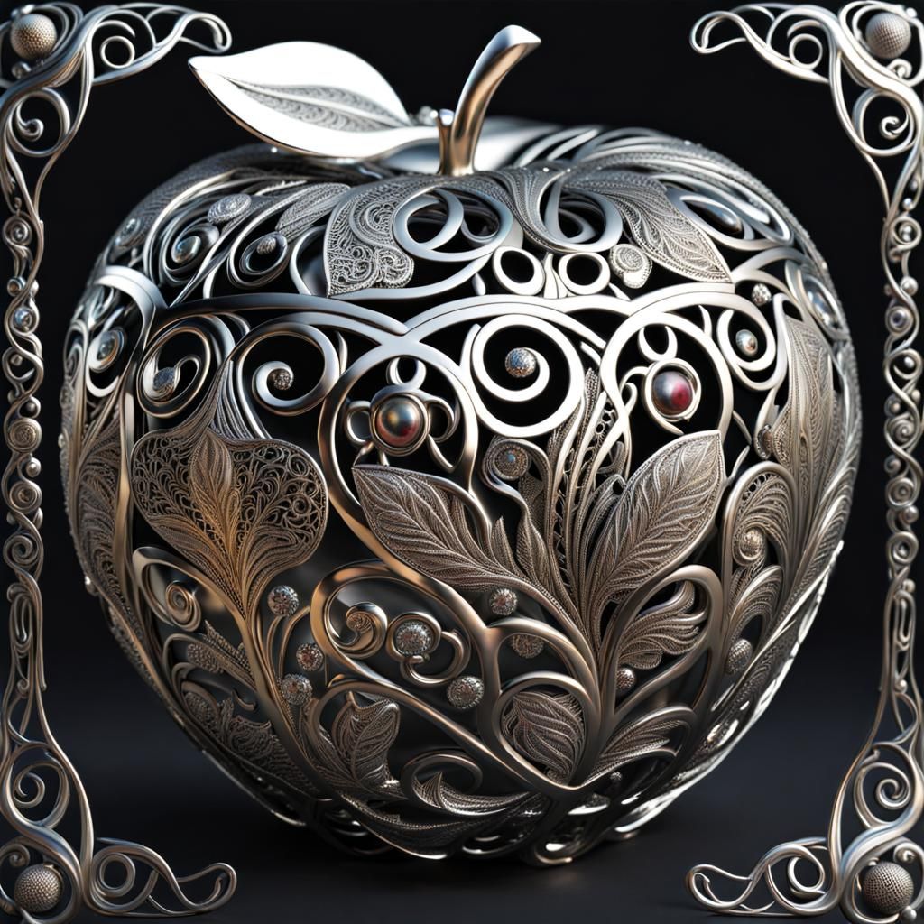Metallic apple - AI Generated Artwork - NightCafe Creator