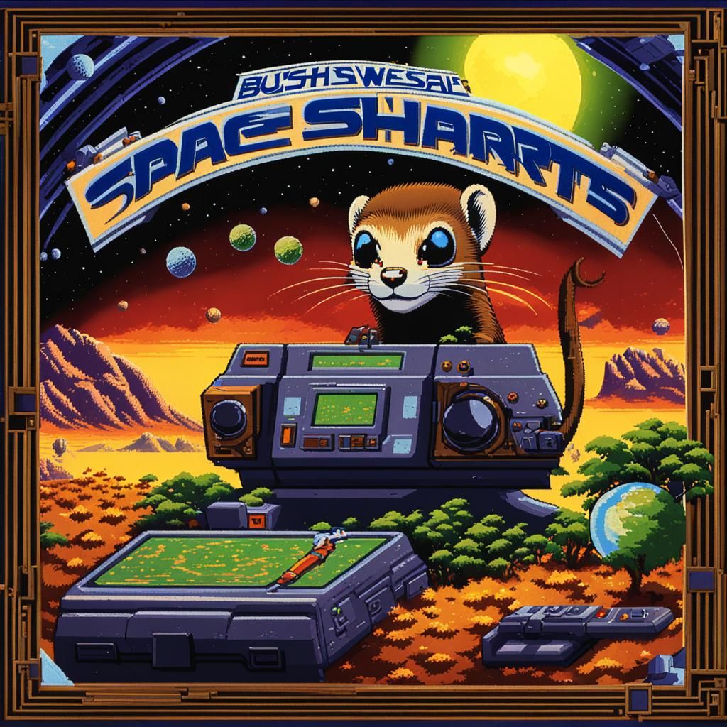 16 bit side scroll introduction screen to the video game "BUSH WEASEL ...