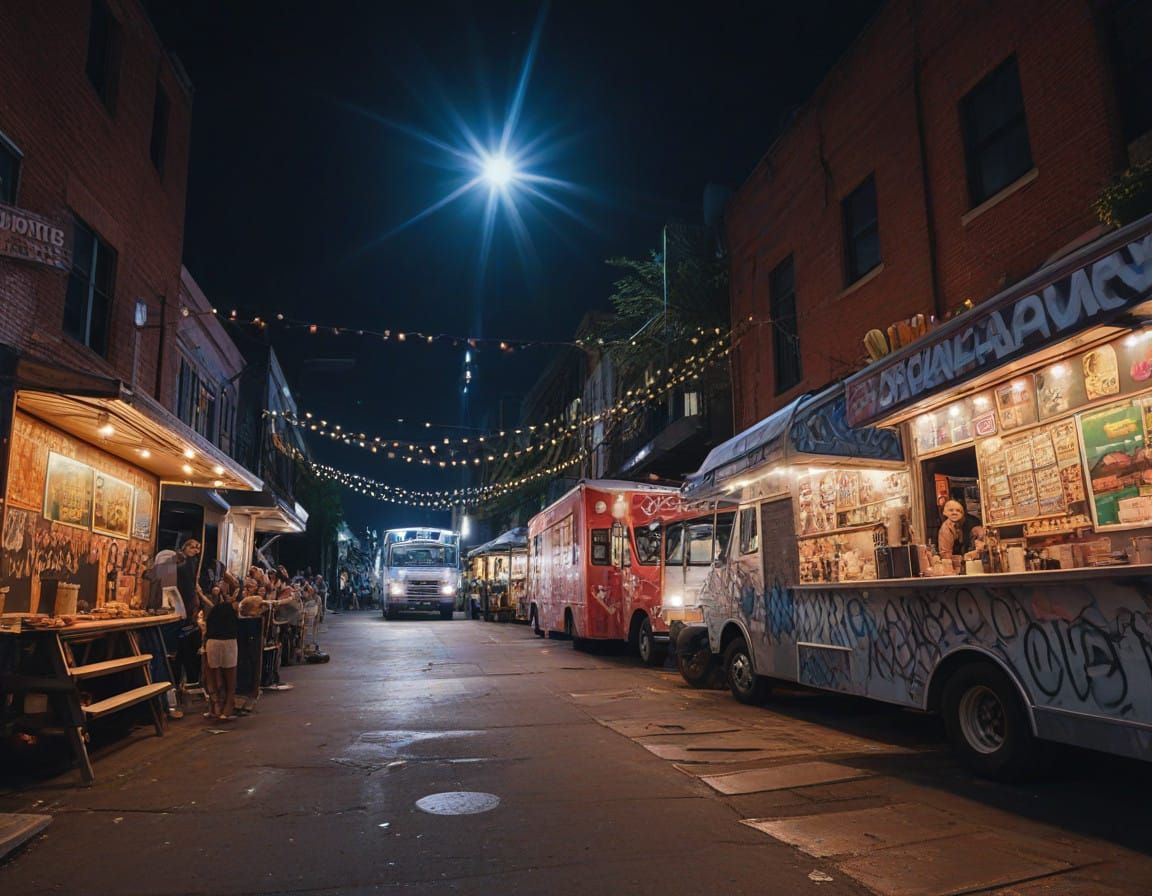 Midnight Pop Art Fantasy Scene with Vibrant Graffi... - AI Art