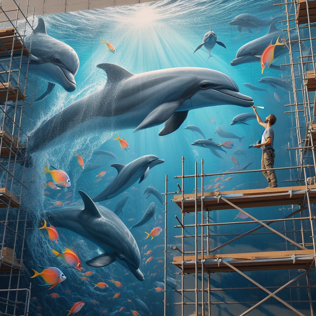 Dolphin Mural - AI Generated Artwork - NightCafe Creator