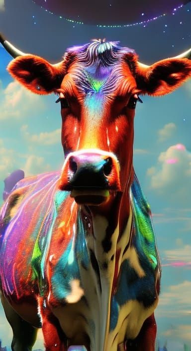 Colorful Cow - AI Generated Artwork - NightCafe Creator