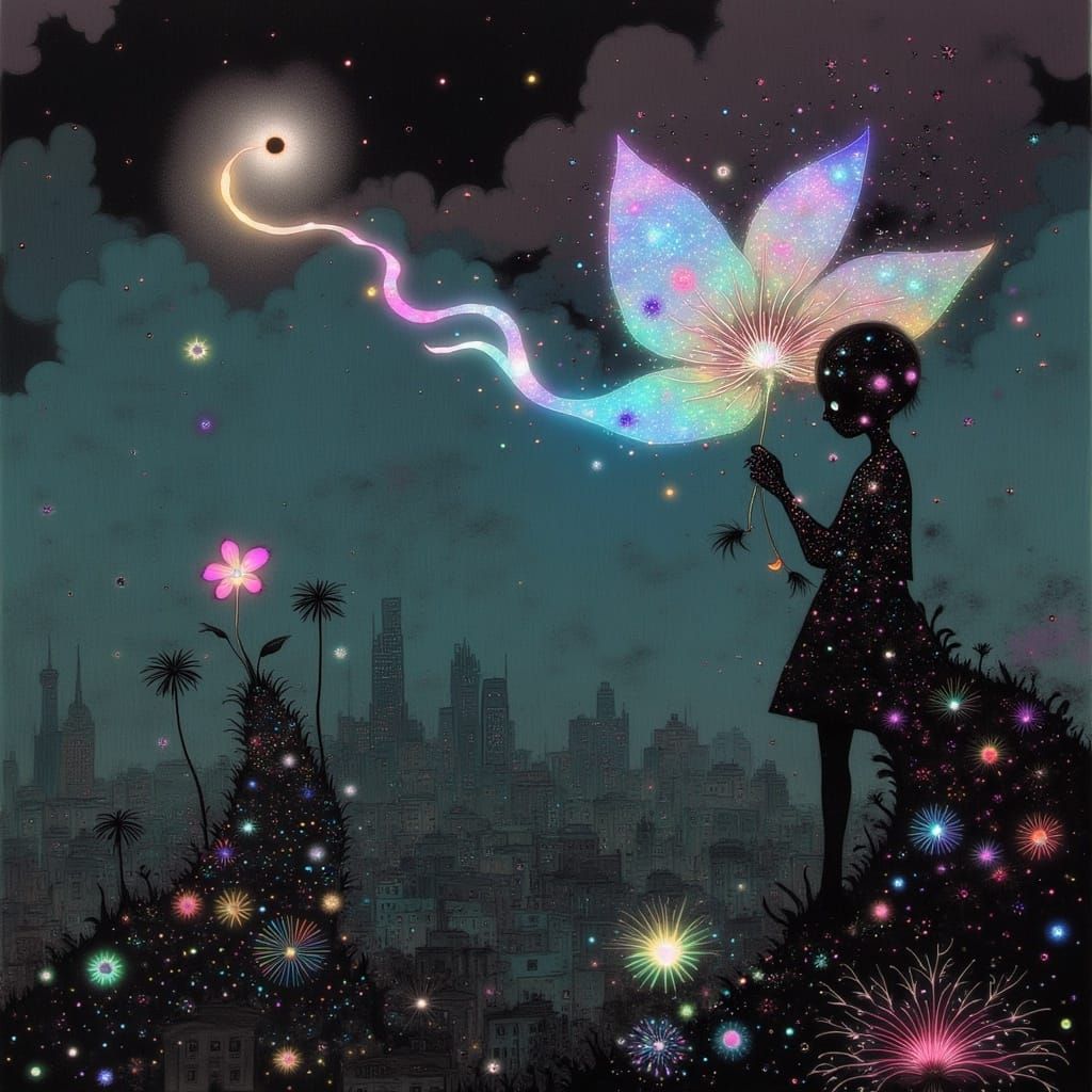 Surreal Futuristic Biome Teeming with Iridescent C... - AI Art