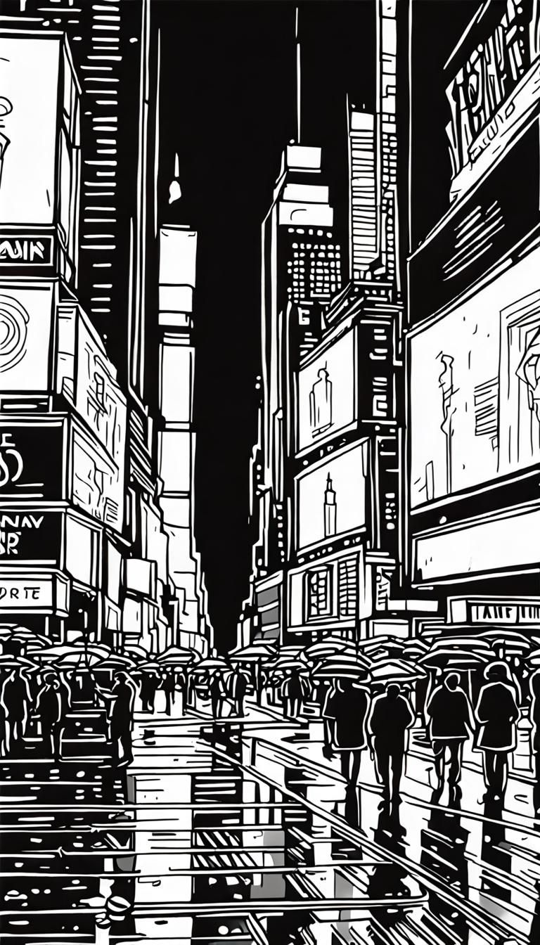 Rain in DC : Times Square - AI Generated Artwork - NightCafe Creator
