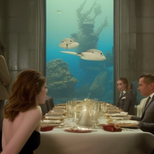 Anna Kendrick, James Bond, undersea lair, dinner party, undersea ...