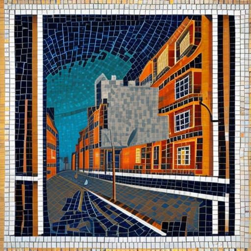 Modern mosaic street view - AI Generated Artwork - NightCafe Creator