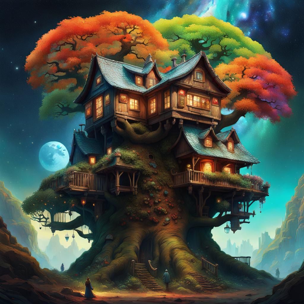 Treehouse inn, ver. ?? - AI Generated Artwork - NightCafe Creator