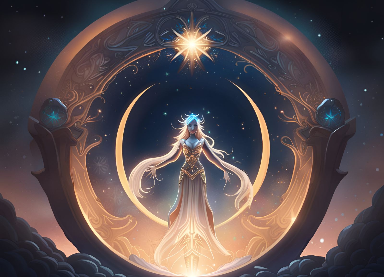 Asteria, Goddess of the moon and stars Set 3 5 - AI Generated Artwork - NightCafe Creator