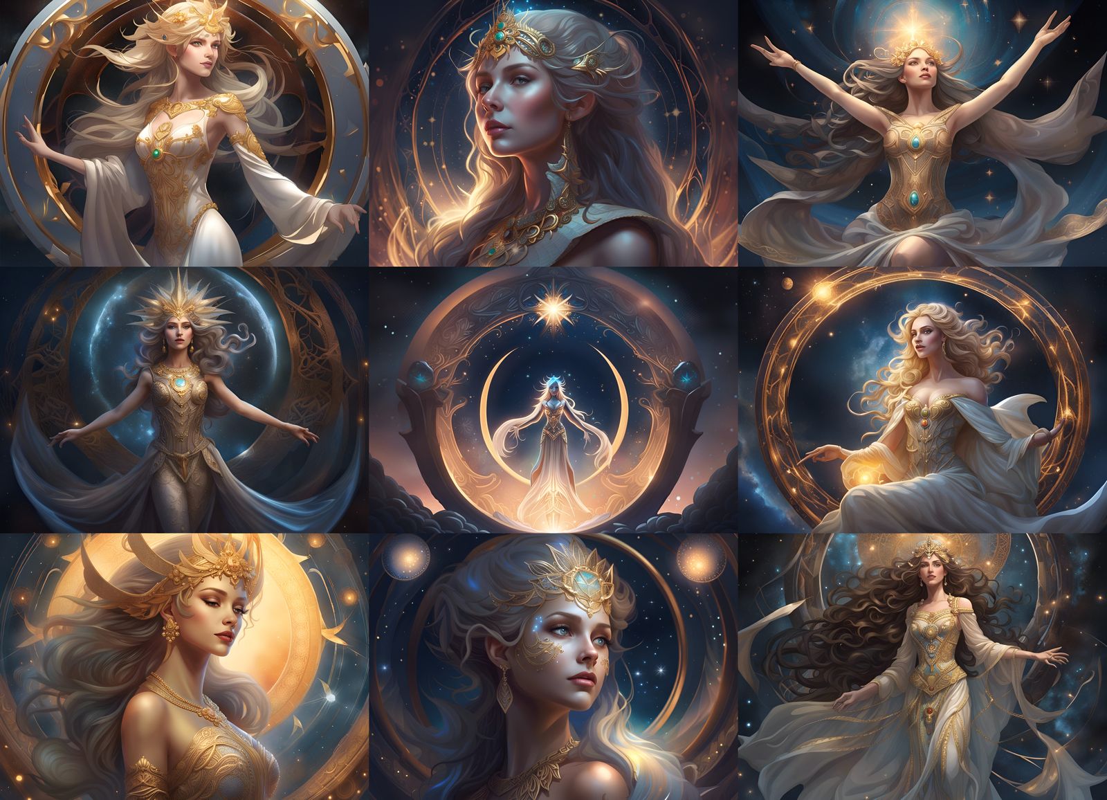 Asteria, Goddess of the moon and stars Set 3 - AI Generated Artwork - NightCafe Creator