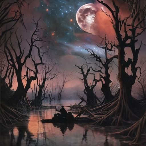 Soft watercolors painting High gothic dead swamp death rotten dying red ...