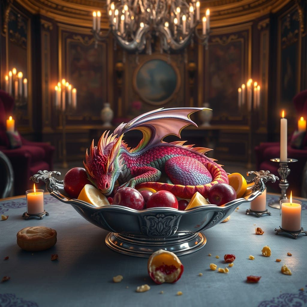 Messy Eater - Elegant Dragon in a Lavish Feast Scene