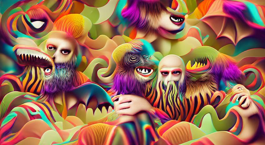 Psychedelic Monsters | Maximalist Photo Illustration - AI Generated ...