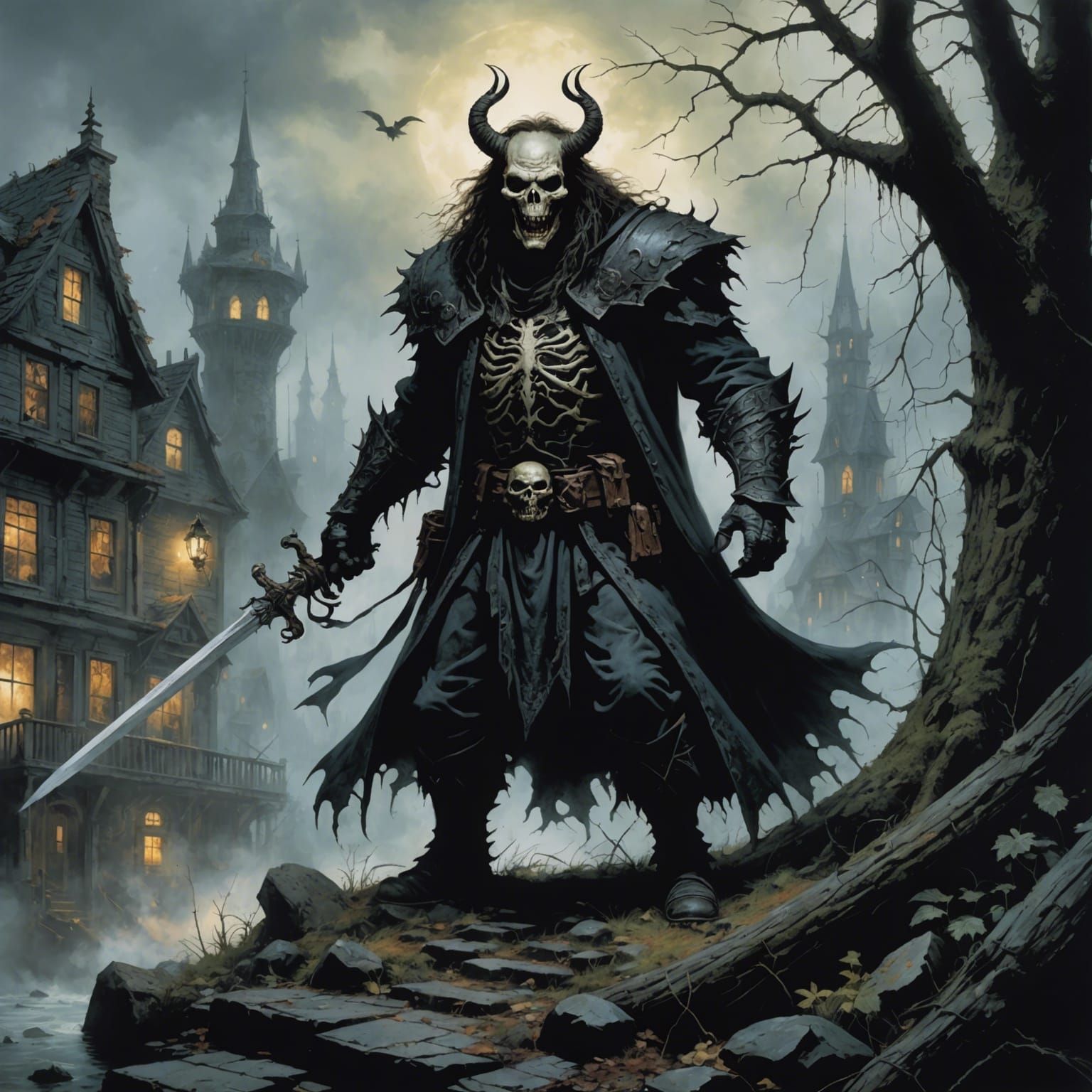 Grimdark by Thomas Kinkade and Todd McFarlane and Stephen Gammell - AI ...