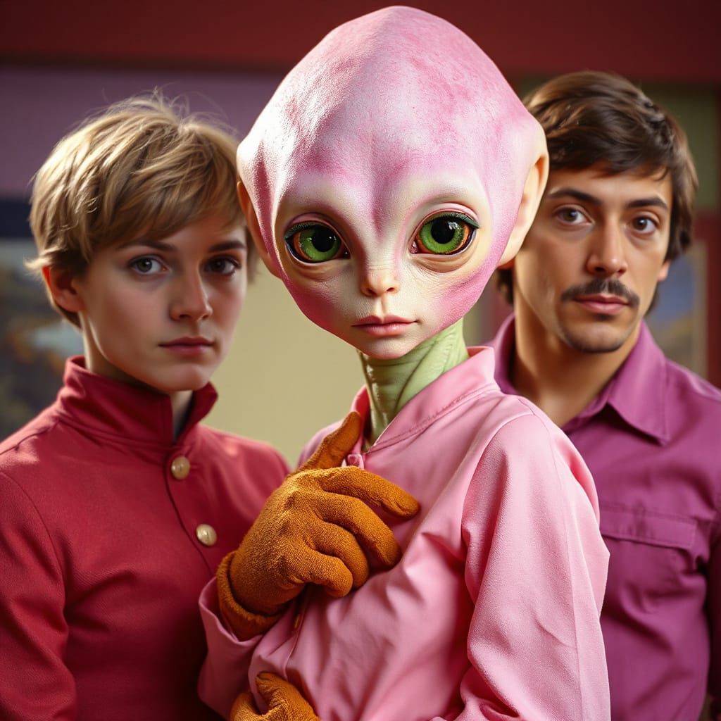 Retro Sci-Fi Alien Friends in 1970s TV Show Style - AI Art