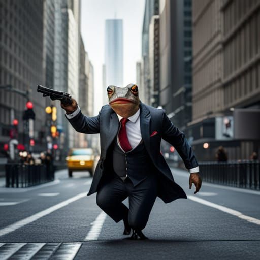 Gangster Toad in the Road - AI Generated Artwork - NightCafe Creator