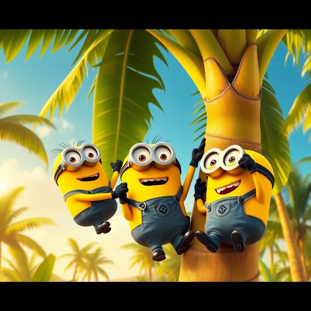 Yellow Minions Conquer a Tropical Banana Coconut T... - AI Art