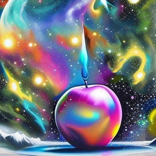 Cosmic, flaming apple - AI Generated Artwork - NightCafe Creator