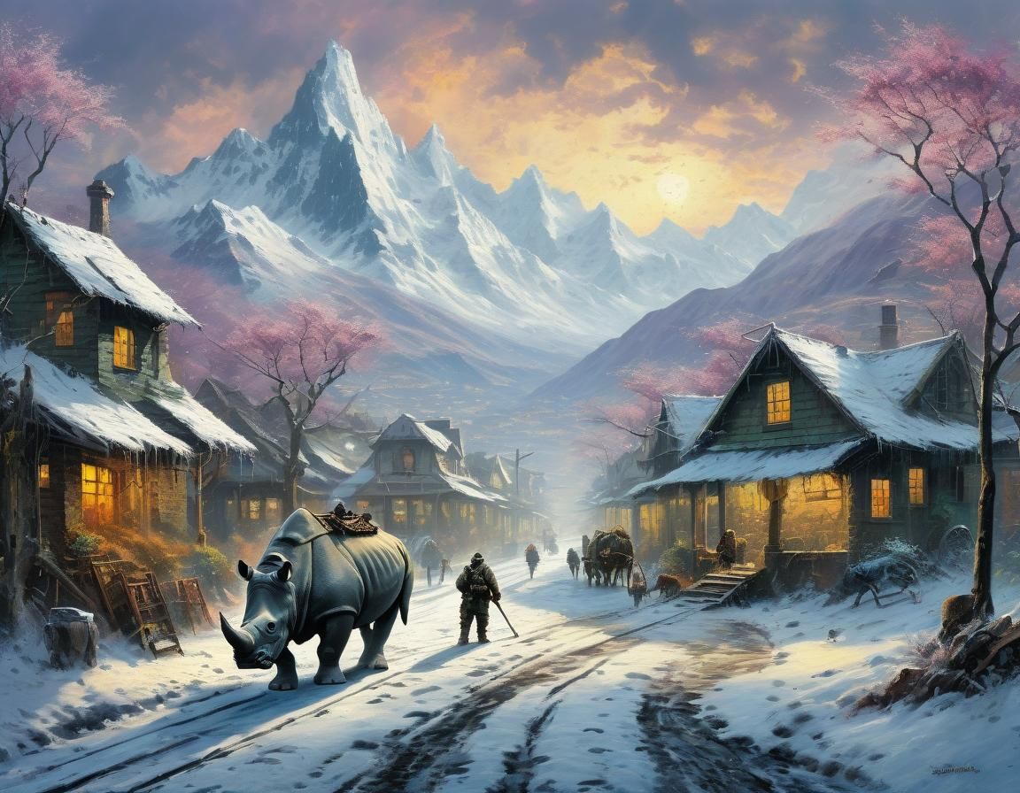 Winter Nomad in Post-Apocalyptic Cityscape - AI Art