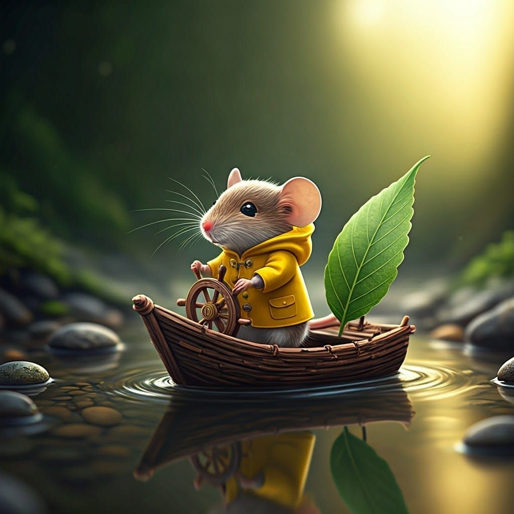 Captain of the ship - Whimsical Mouse Navigator in a Miniatu...
